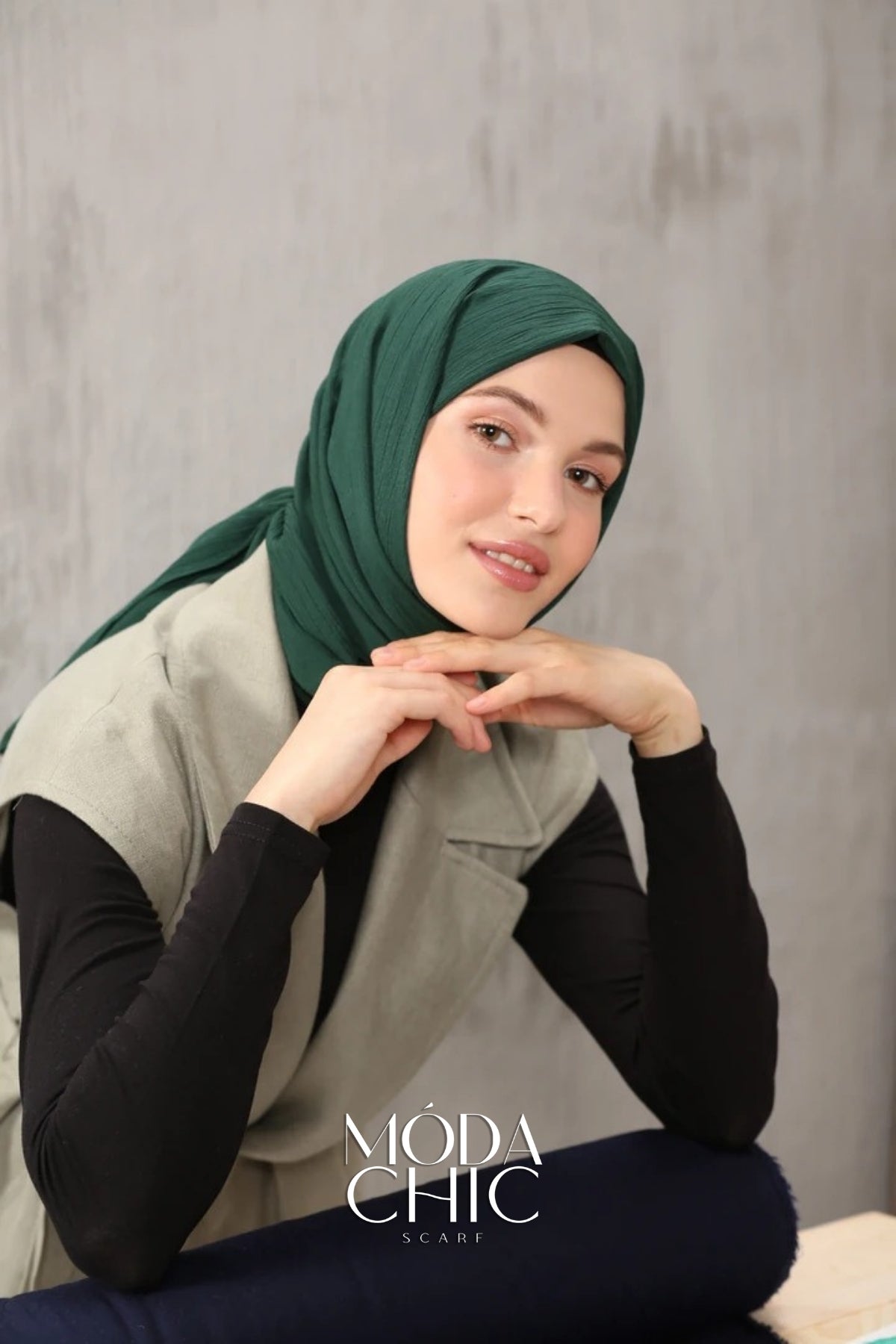 Châle Crinkle - Vert d'eau – MODACHIC.MA